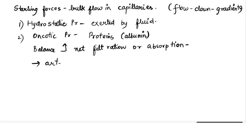 SOLVED: Explain how the Starling forces regulate bulk flow in the ...