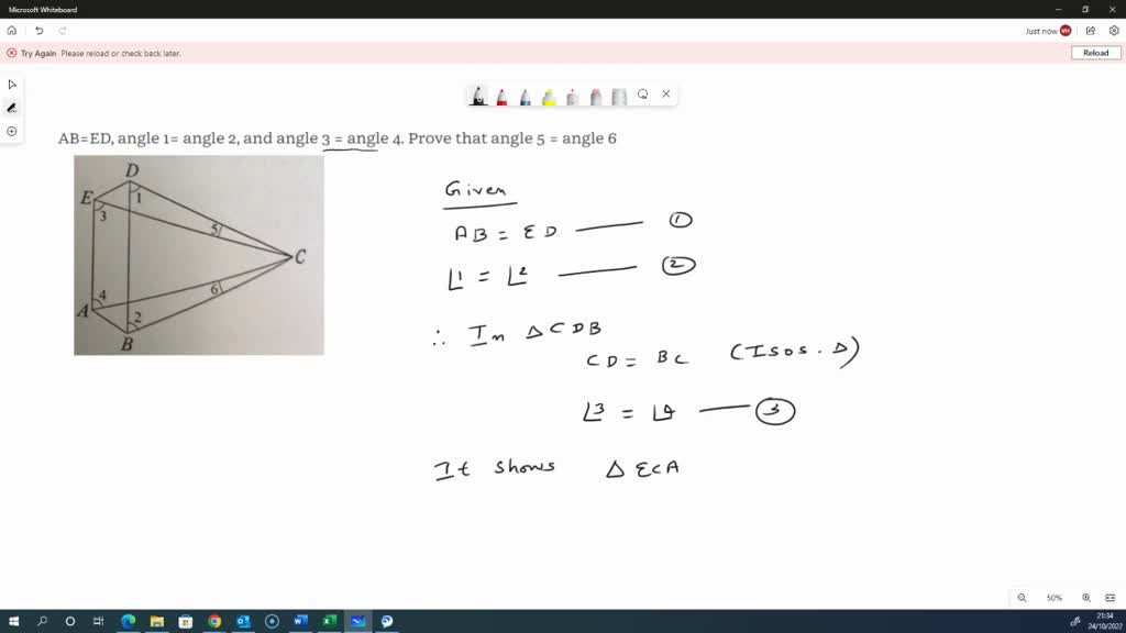 SOLVED: In the given figure, AB = AD, angle 1 = angle 2, and angle 3 = angle 4. Prove that AP = AQ.