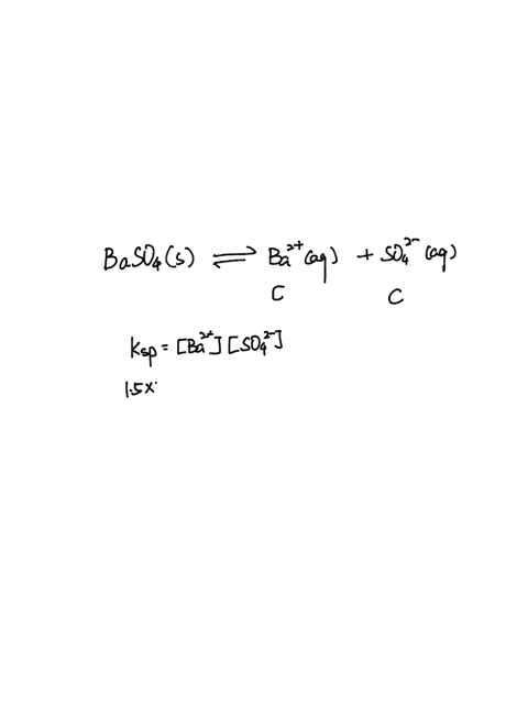 calculate the solubility of baso4 in water at 25 degrees celsius baso4 ksp108x10 10 09622