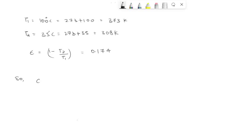SOLVED: A heat engine has half the thermal efficiency (Îµth) of a Carnot engine operating ...
