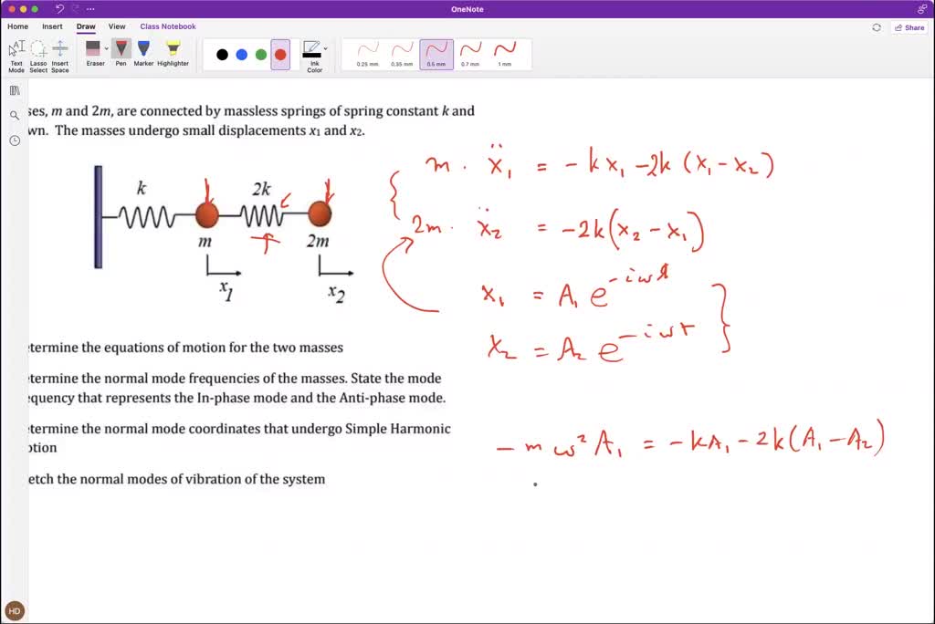 Solved Two Masses M1 And M2 Are Connected By Massless Springs Of