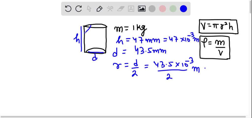 SOLVED: A standard 1 kilogram weight is a cylinder 47.0 mm in height ...