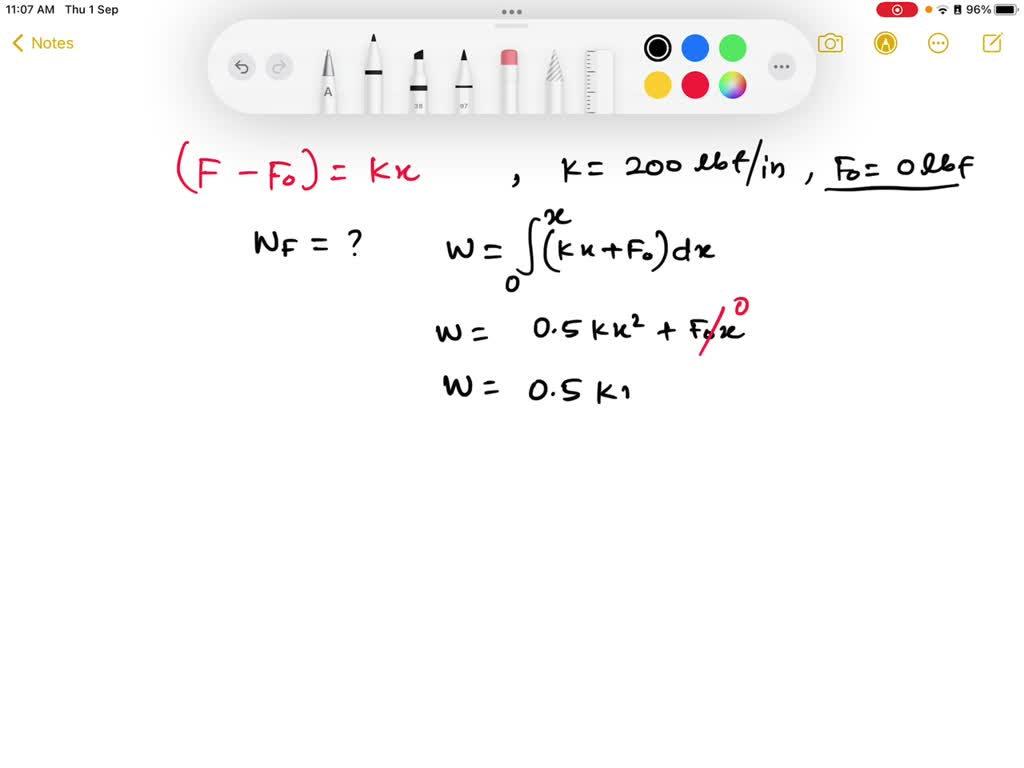 SOLVED: The force F required to compress a spring a distance x is given ...
