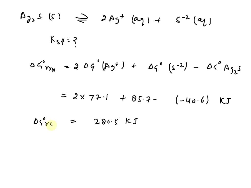 SOLVED: Be sure to answer all parts. Determine the Ksp of Ag2S in water ...