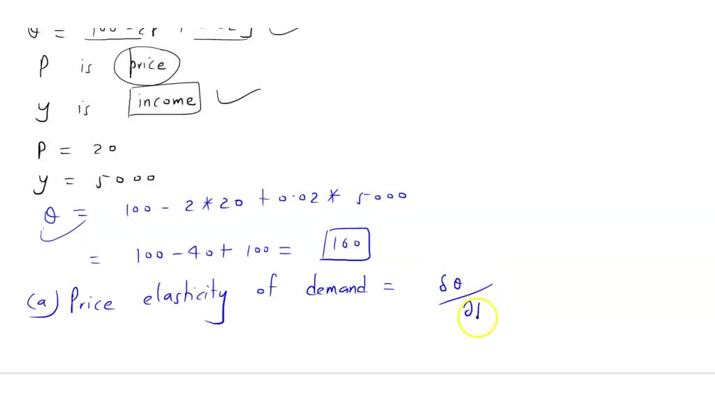 SOLVED: Given Q = 100 − 2 P + 0.02Y, where Q is quantity demanded, P is price, and Y is income ...
