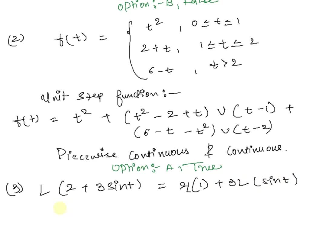 SOLVED:The Laplace transform of cos(4t) 0True False The Laplace ...