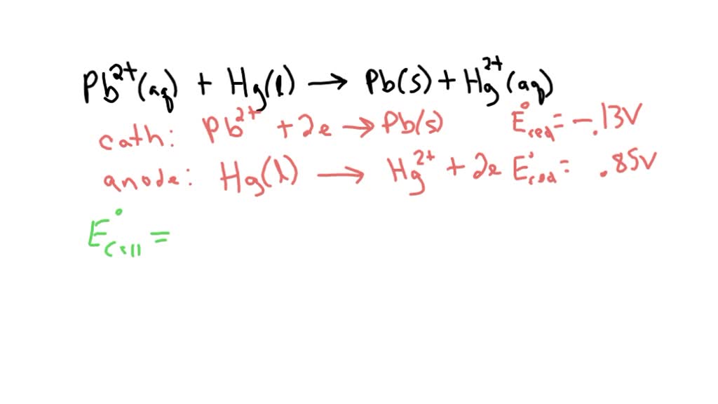SOLVED: Consider the following reaction at 298K. Pb2+ (aq) + Hg (l) Pb ...