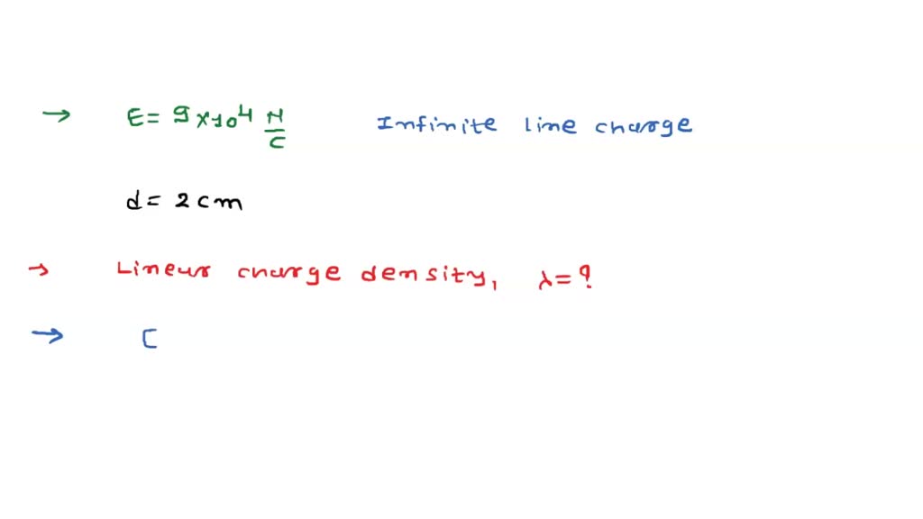 SOLVED: An infinite line charge produces a field of 9 × 10 ^4 N/C at a ...