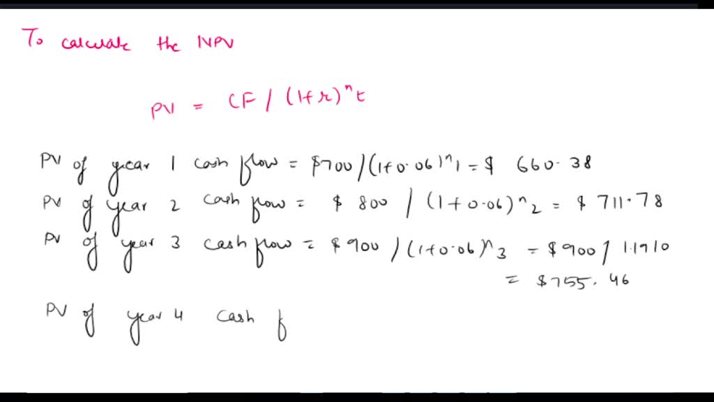 SOLVED: Calculate the NPV of a machine that is purchased for 5,000, sold at the end of year 4 ...