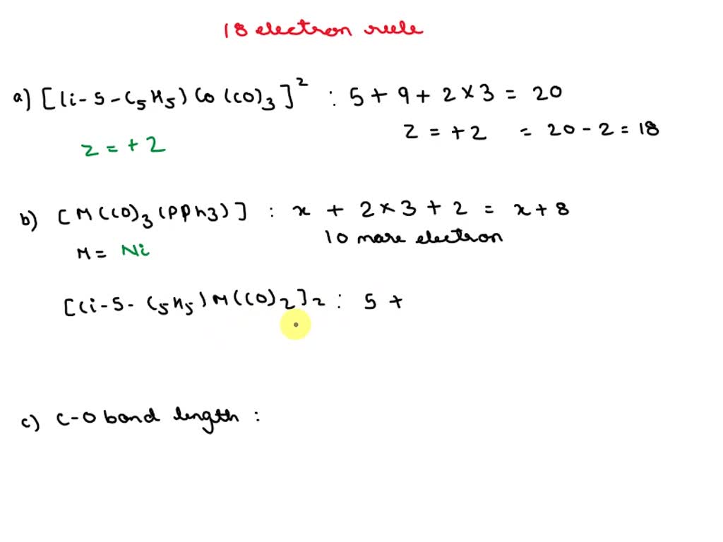 SOLVED: a. Based on the 18-electron rule, determine the charge (z) on ...