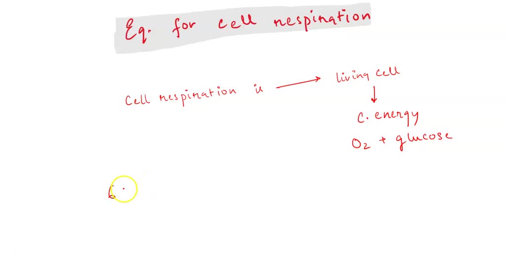 SOLVED: The overall equation for cellular respiration is glucose ...