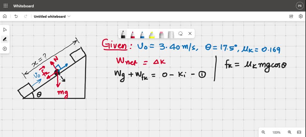 SOLVED: box sliding up an incline that makes an angle of 17.50 with ...