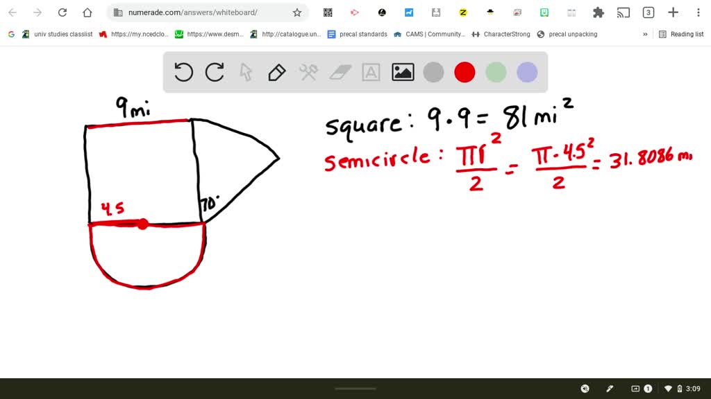 SOLVED: Below is a square with two sectors Find the area of the shape ...