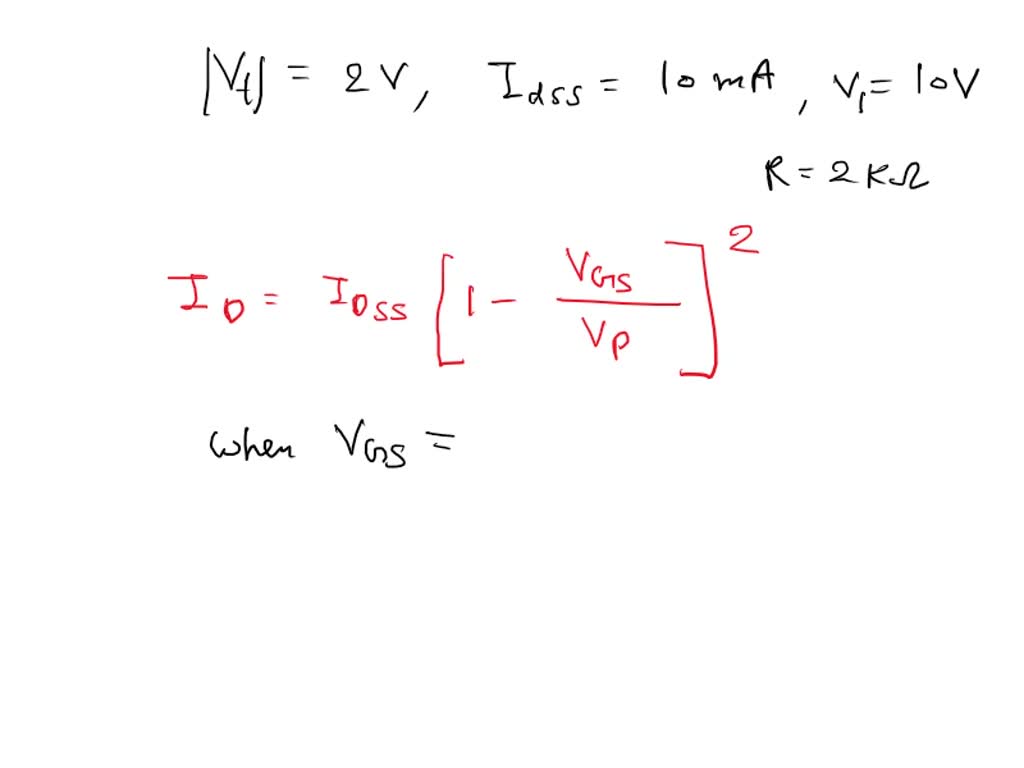 SOLVED: For the voltage-divider circuit of an n-channel JFET given in ...