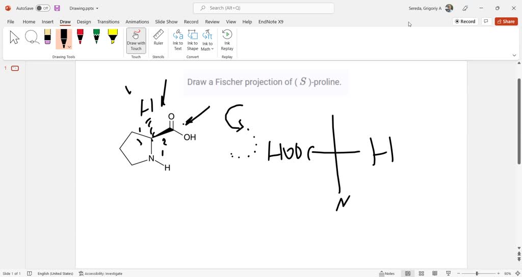 SOLVED: Draw a Fischer projection of (S)-proline.