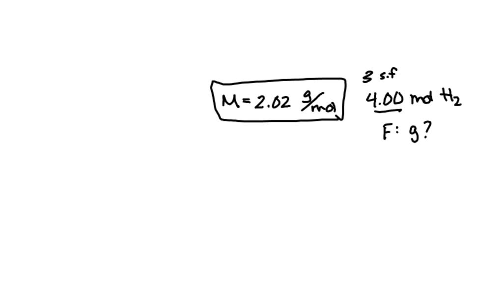 SOLVED: The molar mass of hydrogen (H2) is 2.02 g/mol. A sample ...