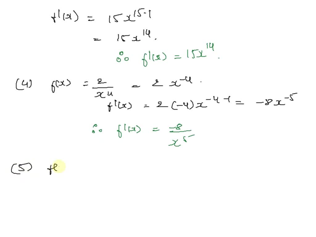 SOLVED: The Power Rule: For a rational exponent, the derivative of f(x ...