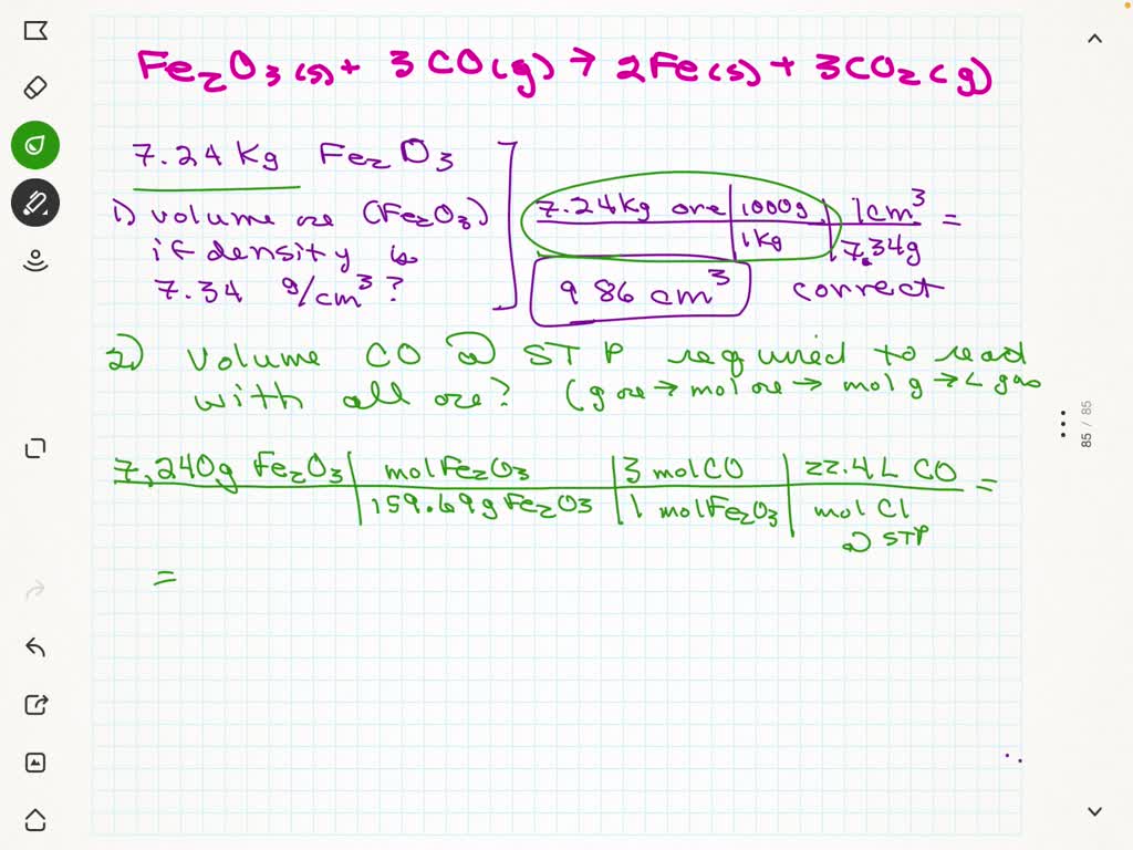 SOLVED: The reaction which produces iron metal from iron ore, Fe2O3, in ...