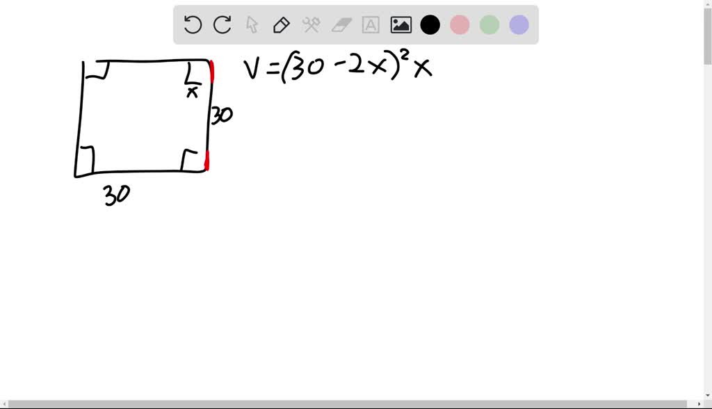 SOLVED: An open box of maximum volume is to be made from a square piece ...