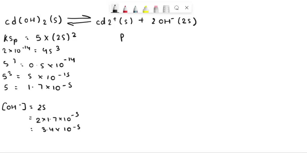 SOLVED: Draw a diagram that shows the solubility of Cd(OH)2(s) as a ...