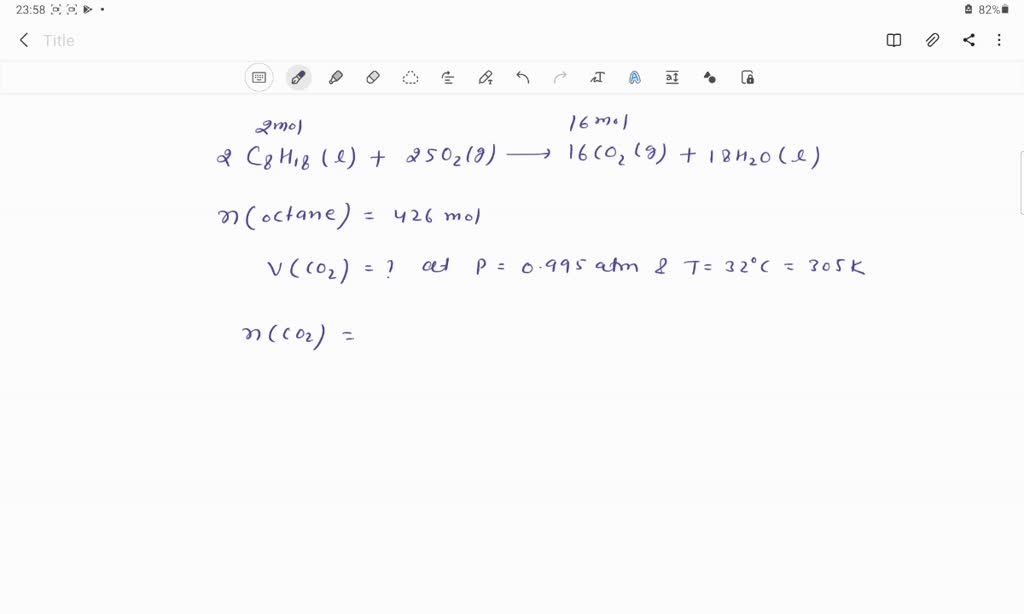 SOLVED: The combustion of octane, C8H18, proceeds according to the ...