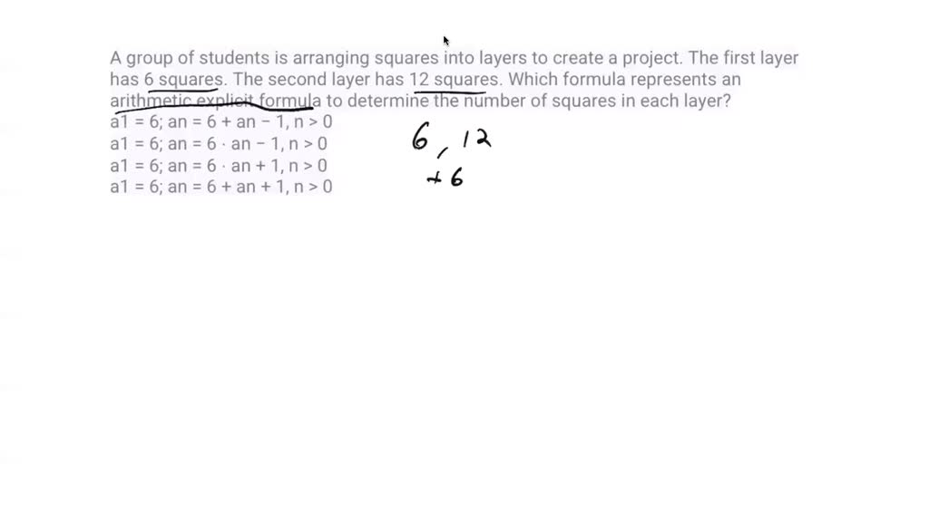 SOLVED: A group of students is arranging squares into layers to create ...