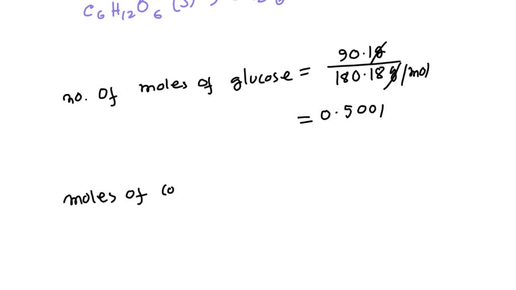 SOLVED: The fermentation of glucose (C6H12O6, molar mass 180.18 g/mol ...