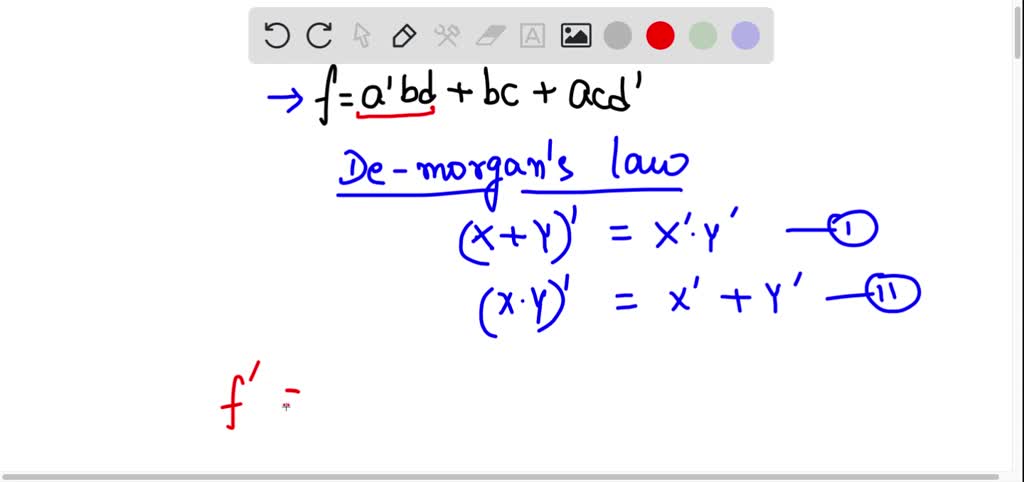 Using DeMorgan's Law, write an expression for the complement of F if F ...