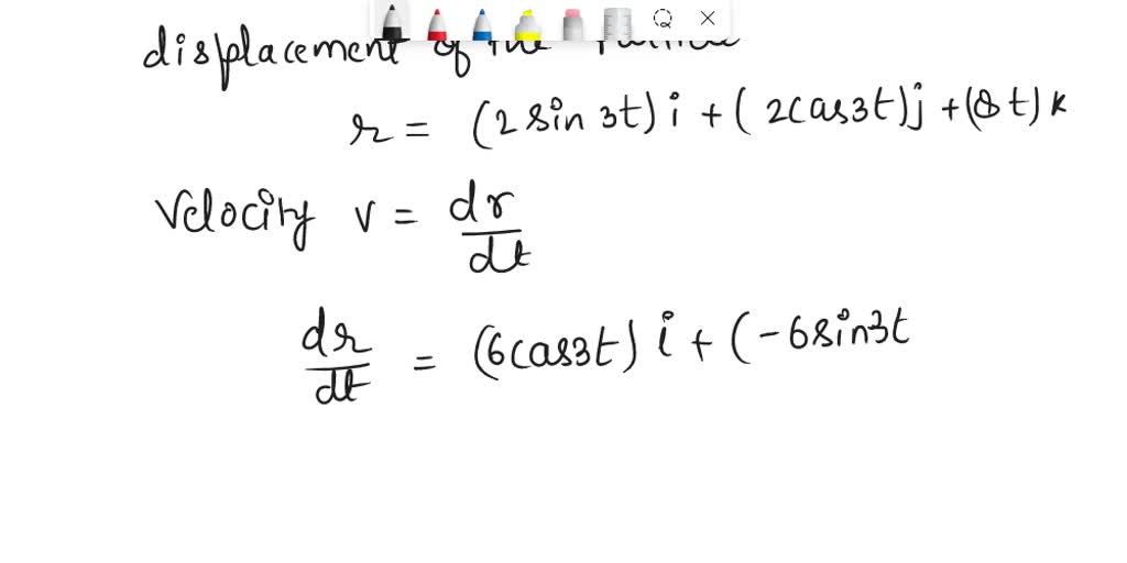 SOLVED: A particle moves along a curve whose parametric equations are X = e, y = 2cos(3t), z ...