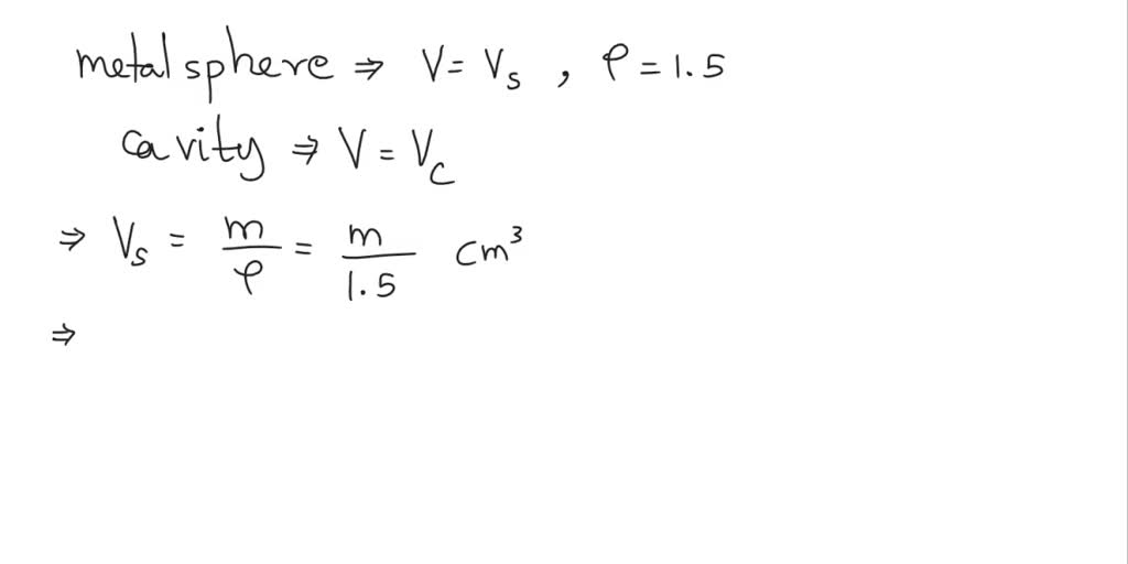 SOLVED: A metal sphere of volume V, having a cavity inside it, floats ...