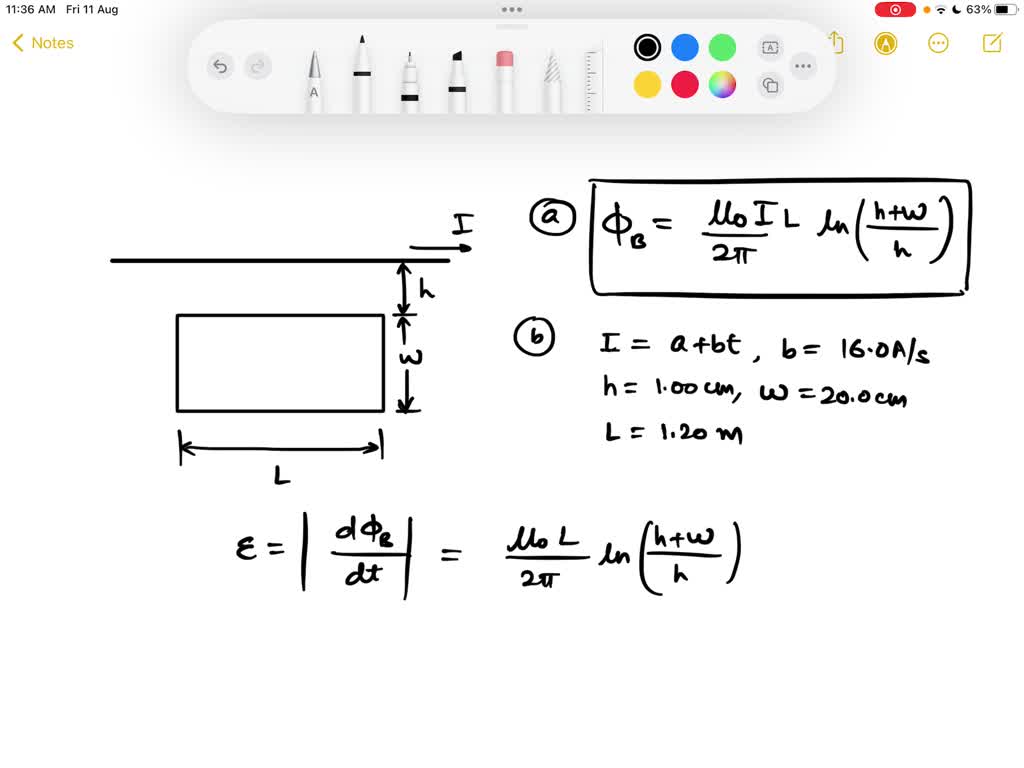 Loop Of Wire In The Shape Rectangle Of Width W And Length And Long Straight Wire Carrying