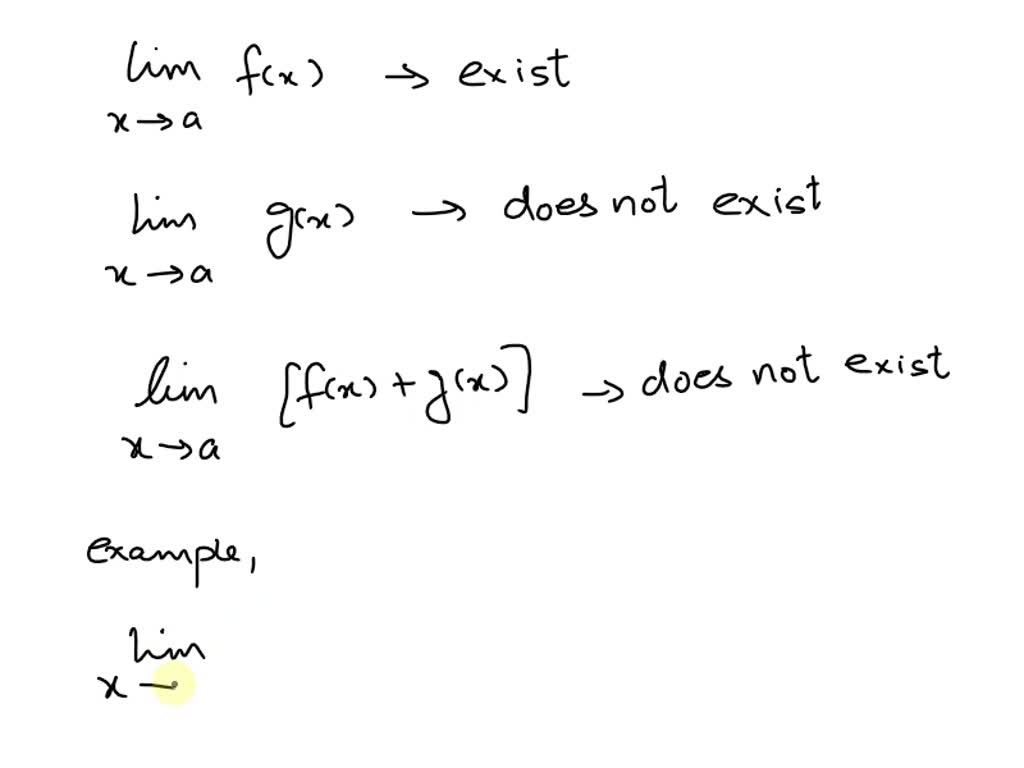 SOLVED: If lim f (x) exists and lim g(x) does not exist, is it always true I 0 1 0 that lim[ f ...