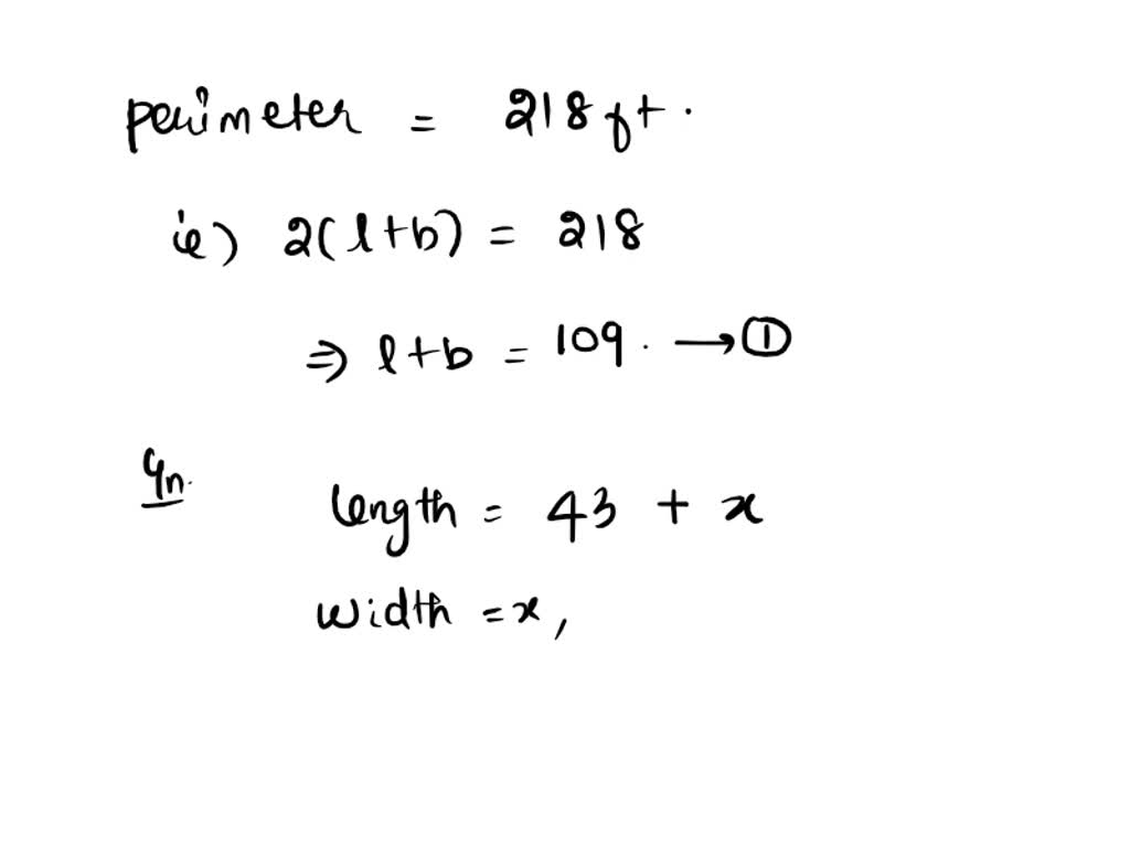 SOLVED: The perimeter of a playing field for a certain sport is 210 ft ...