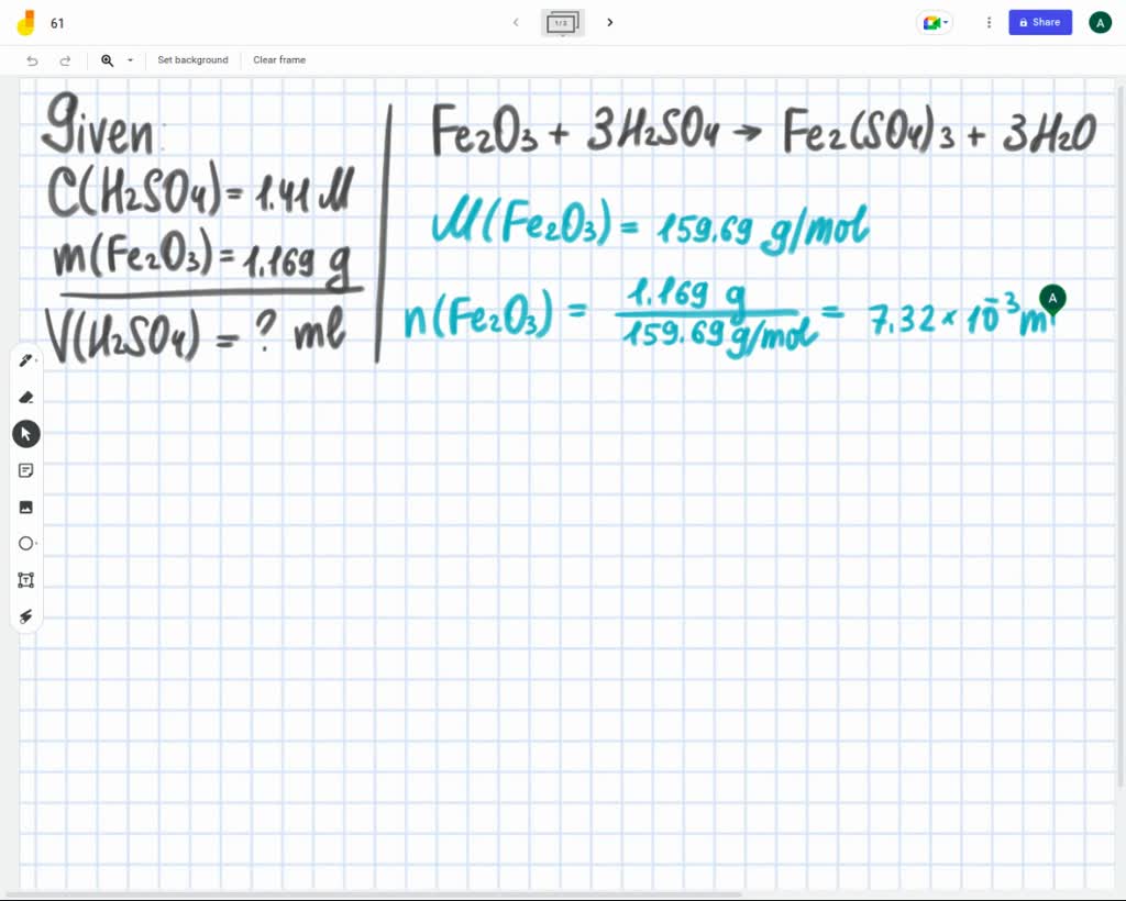 SOLVED: Calculate the volume (mL) of 1.41 M H2SO4 necessary to react completely with 1.169 g ...