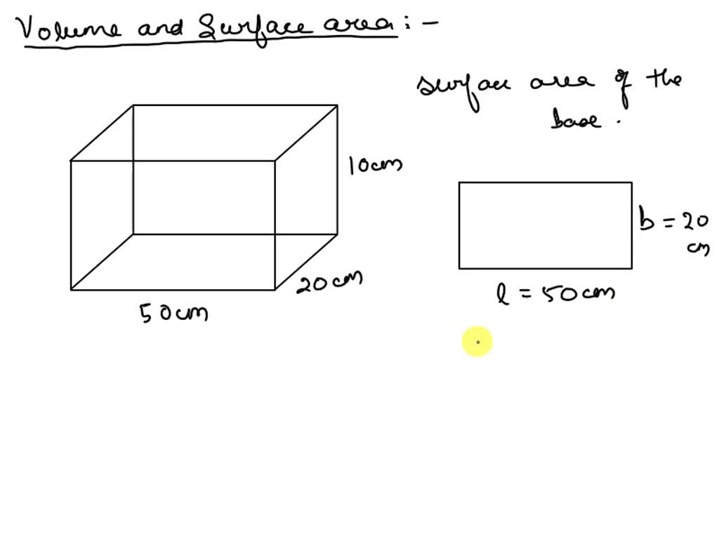 a cuboids base has an area of 20cm2 and a perimeter of 20cm. If the ...