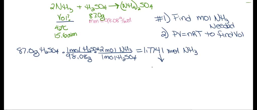 SOLVED: In the following balanced reaction, what volume of ammonia, NH3 (g), is required to ...