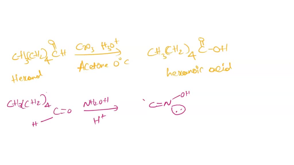 SOLVED: Give the product(s) of the reaction of hexanal with each of the ...