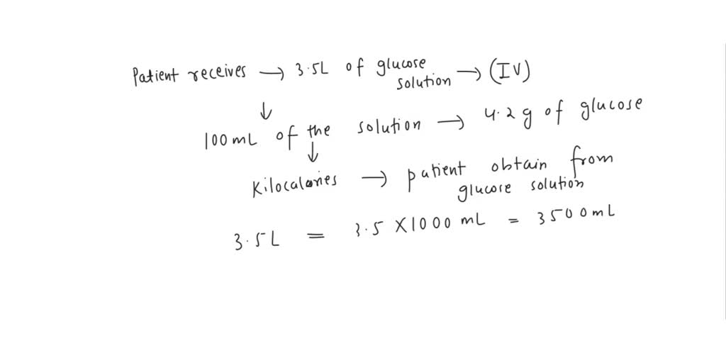 SOLVED: A patient receives 3.5 L of glucose solution intravenously (IV ...