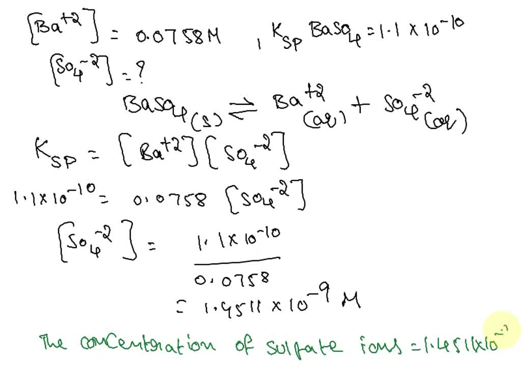 SOLVED: 35 ml of aqueous solution of 0.11M BaCl2 was mixed with 25 ml of unknown concentration ...