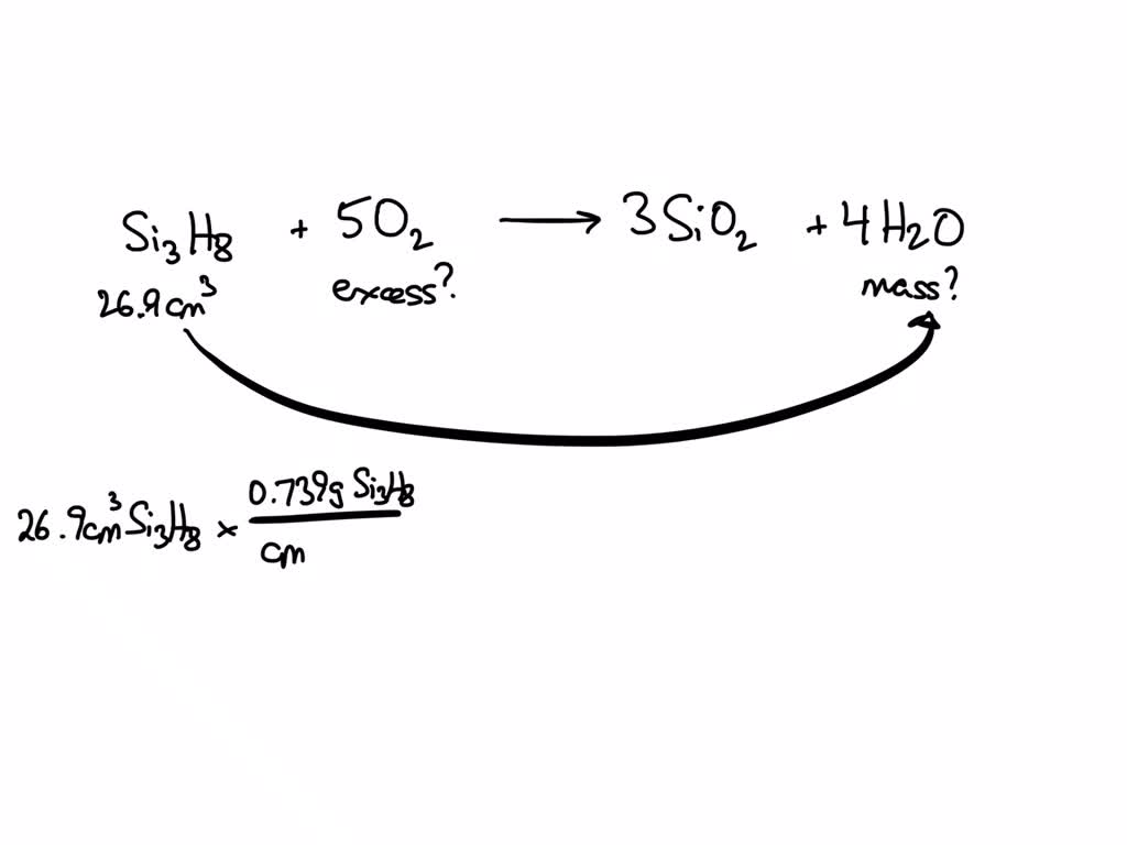 SOLVED: Trisilane (Si3H8) is a liquid with a density of 0.739 g cm-3. It reacts with oxygen to ...