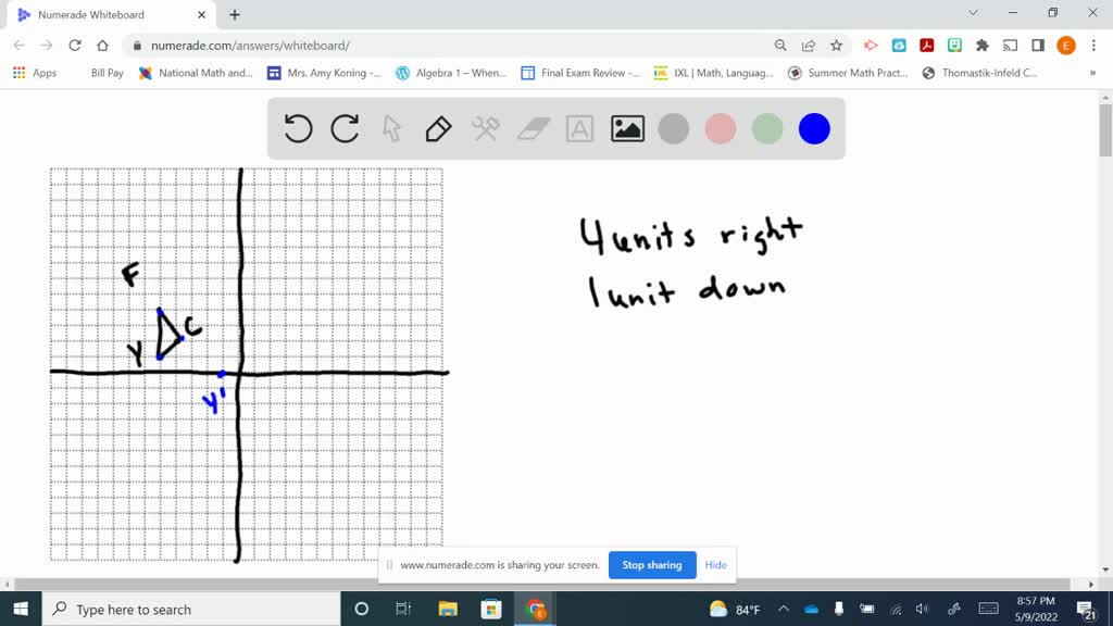 SOLVED: translation: 4 units right and ] unit down