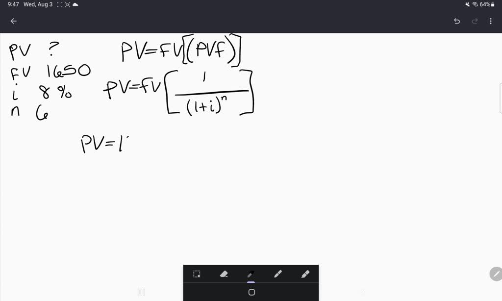 SOLVED: What is the present value of a 1,650 payment made in six years when the discount rate is ...