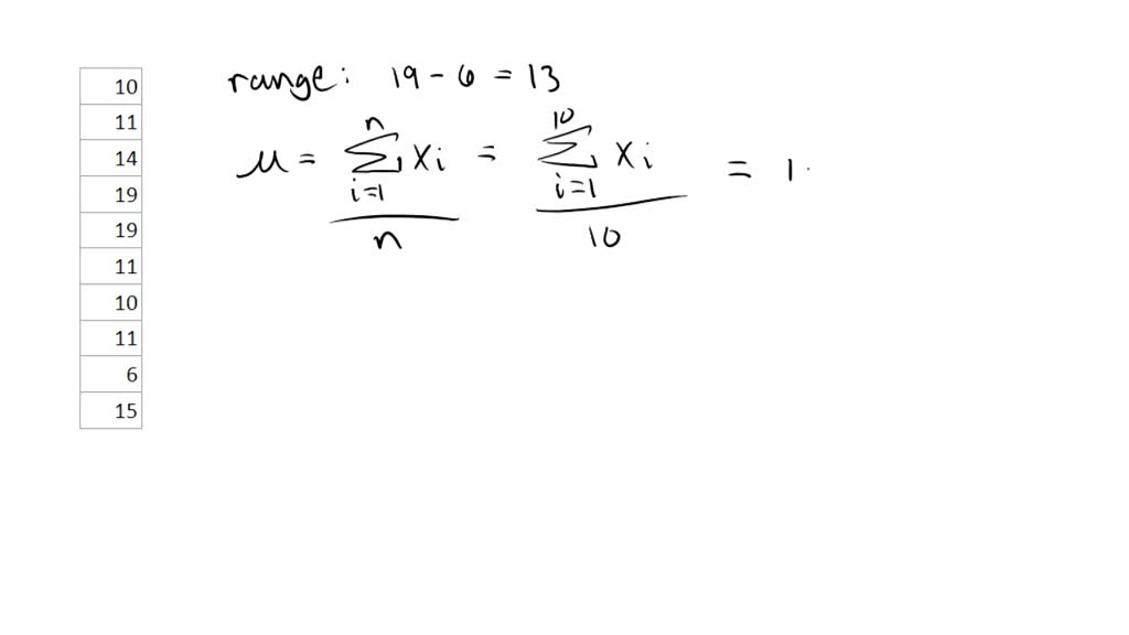 SOLVED: Calculate the range, population variance, and population standard deviation for the ...