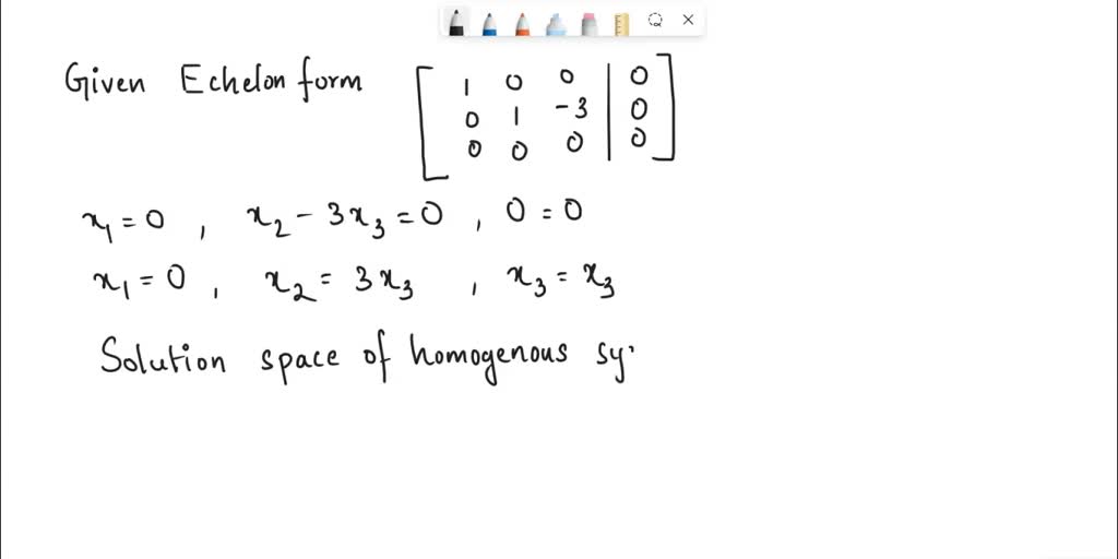 SOLVED: Give the basis and dimension for the solution space to ...