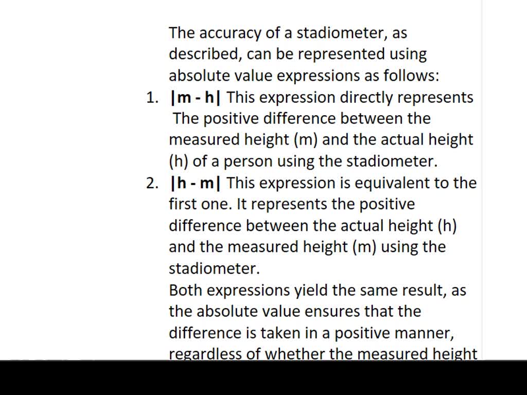 SOLVED: Stadiometers are devices designed to accurately measure height ...