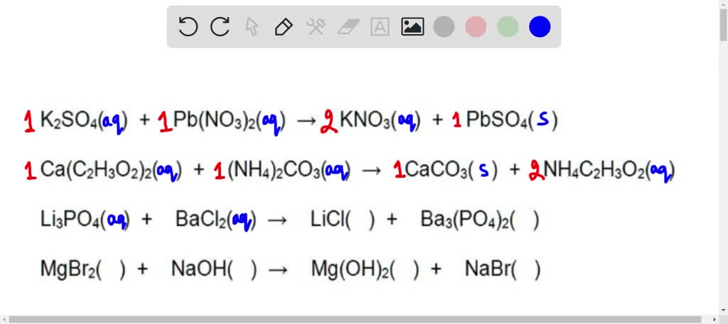 SOLVED: Balance the given molecular equations in aqueous solution with coefficients and phases ...