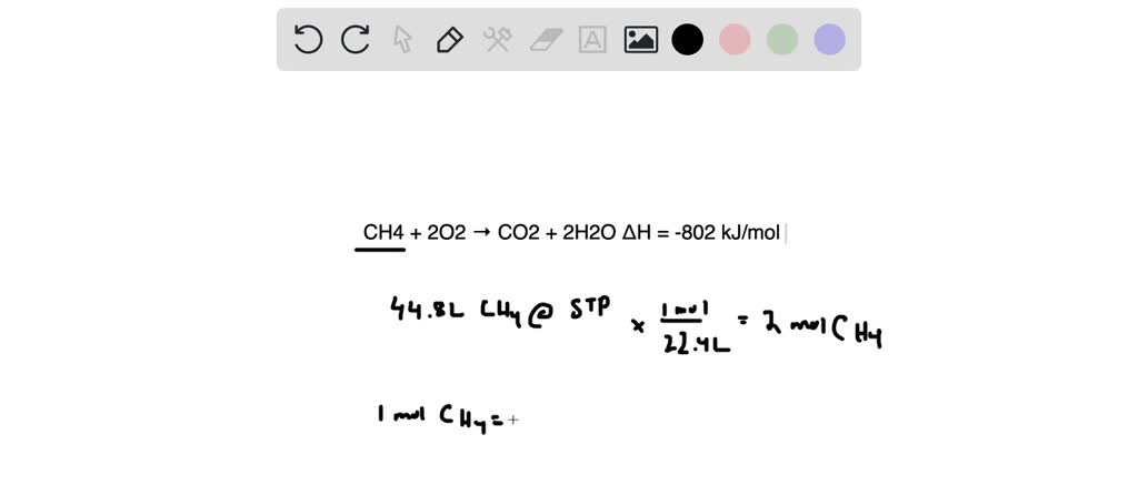 SOLVED: The combustion of methane is CH4 + 2O2 → CO2 + 2H2O ΔH = -802 ...