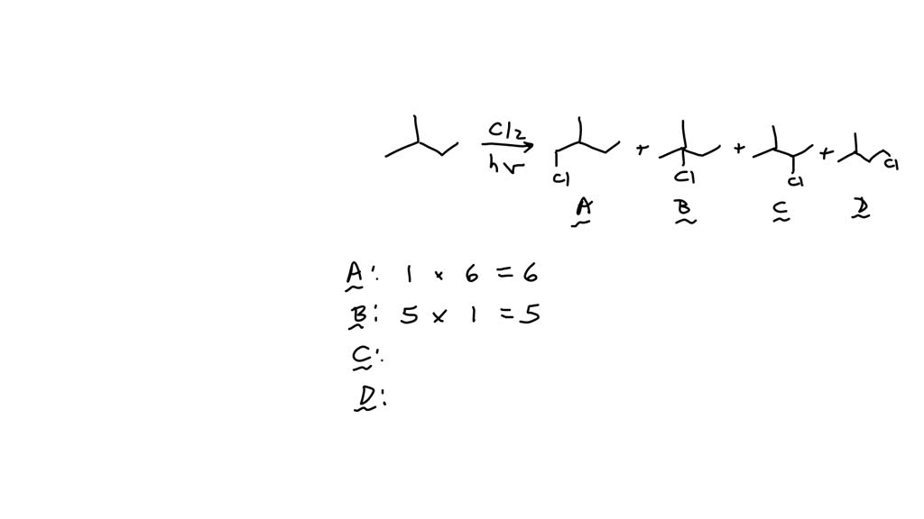 SOLVED: Consider the reaction of isopentane with Cl2 in the presence of ...