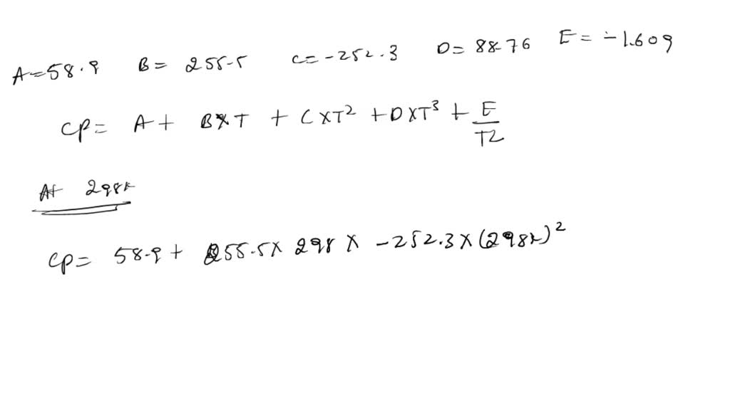 SOLVED: The parameters for the Shomate equation for SF6 are given below ...