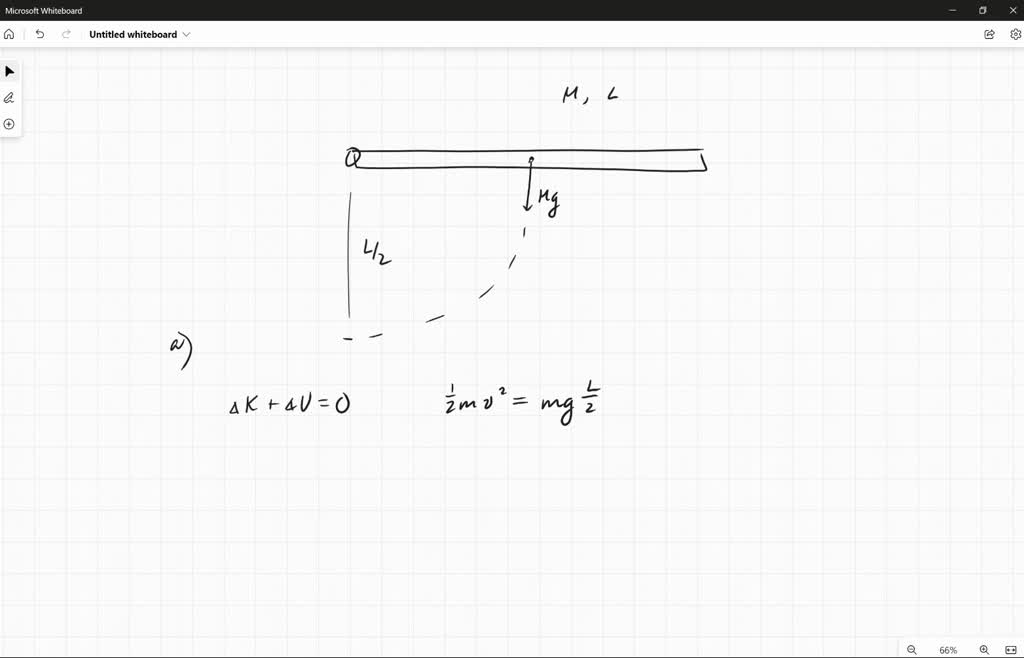 SOLVED: 'uniform rod of length L 90 cm and mass M = 300 g is free to rotate on a frictionless ...